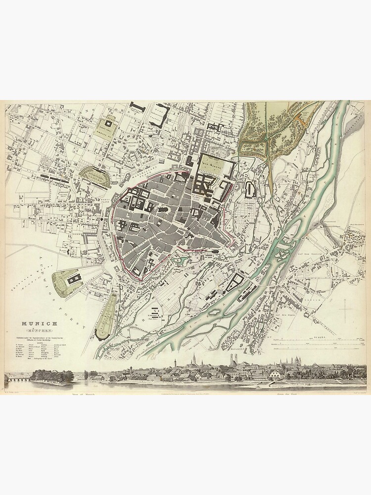"Vintage Map of Munich Germany (1832)" Poster for Sale by BravuraMedia ...