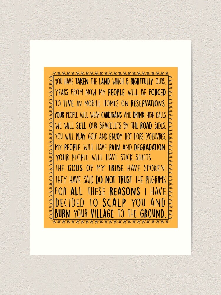 "Wednesday Addams Quote Thanksgiving Monologue Speech Native American ...