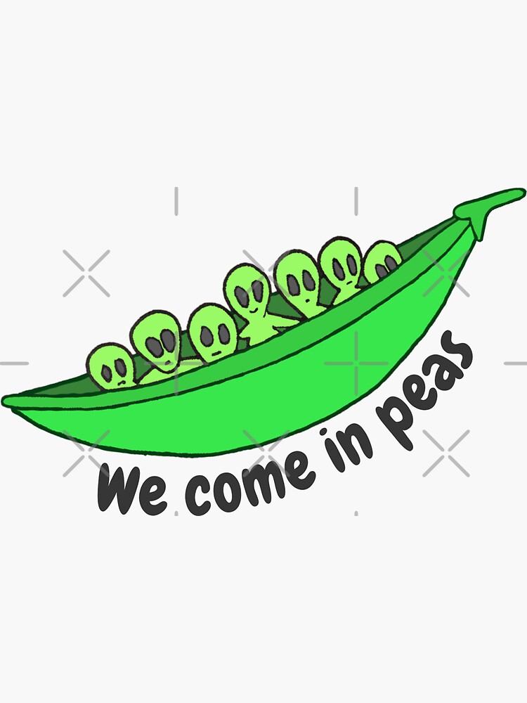 "We come in peas. Cute little green men peapod for light background ...