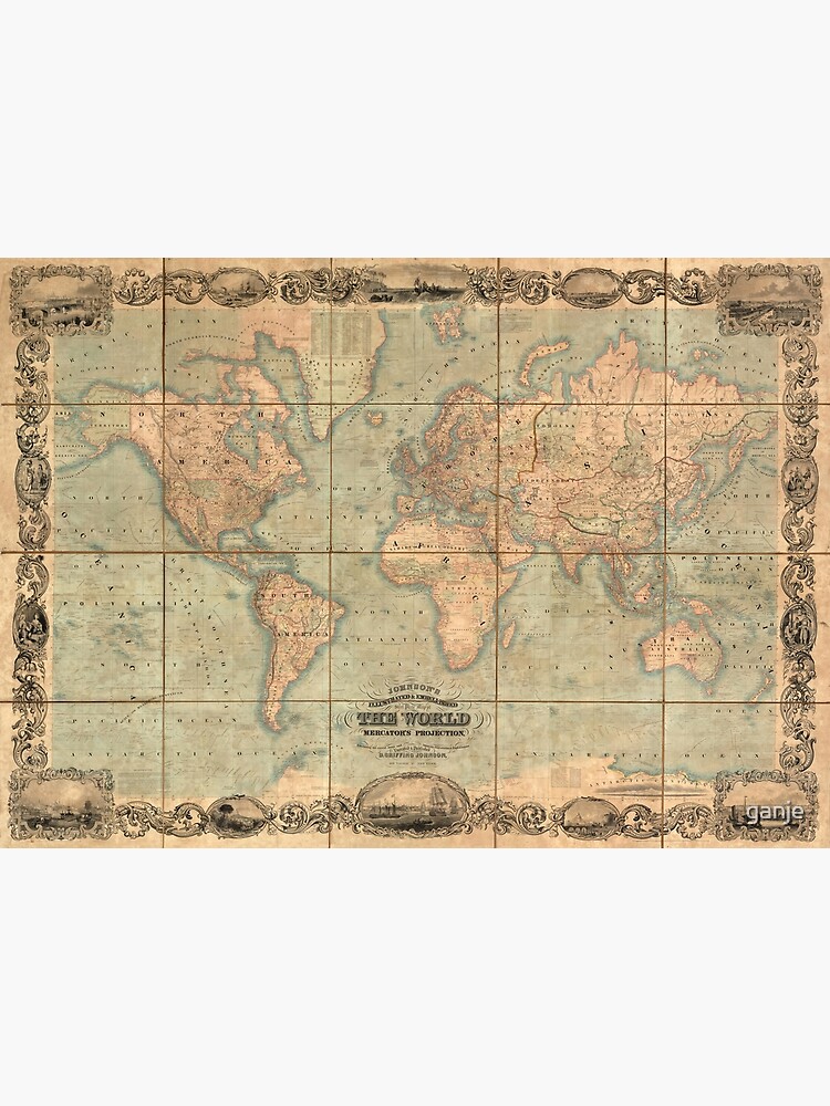 "Vintage Map of the World in 1847" Art Print by ganje | Redbubble