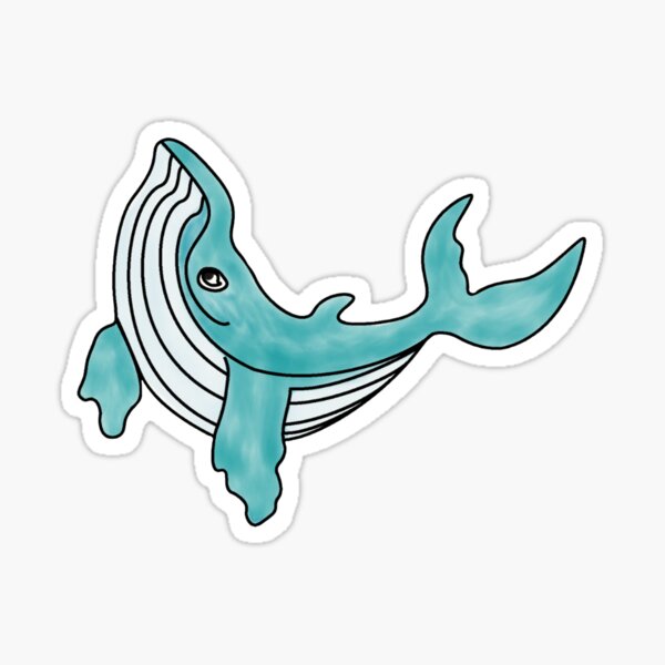 "watercolor blue happy whale " Sticker for Sale by Boninizucchini ...