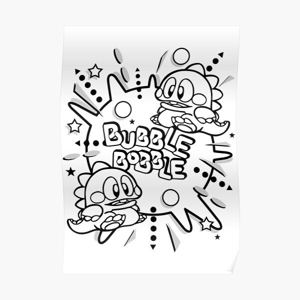 "Bubble Bobble Outline" Poster for Sale by LandoPiers | Redbubble
