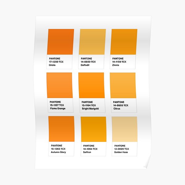 "Pantone Orange Palette" Poster for Sale by gecarpenter | Redbubble