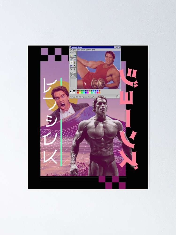 "Arnold Schwarzenegger 80s Vaporware Meme Aesthetic Retro" Poster for ...