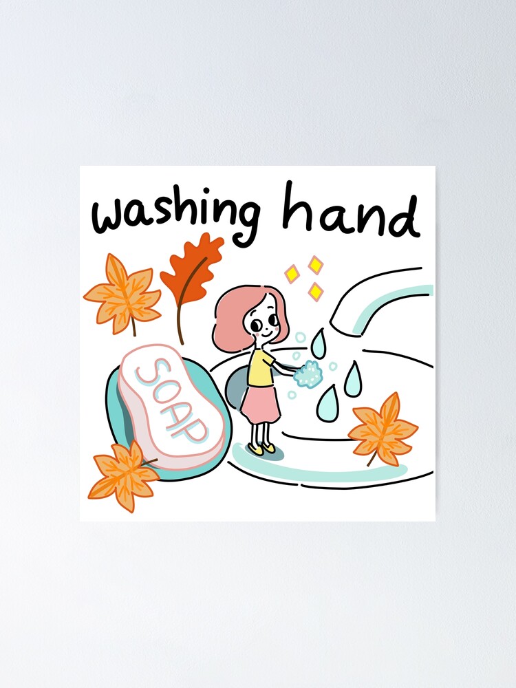 "washing hand in autumn season miniature world cartoon" Poster by ...