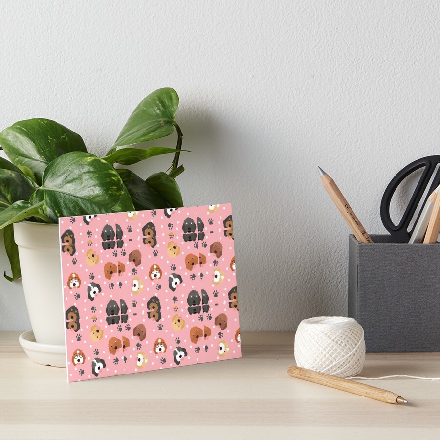 "Cute Cockapoo Cavapoo Cavoodle Dog Emoji - Pink background" Art Board ...