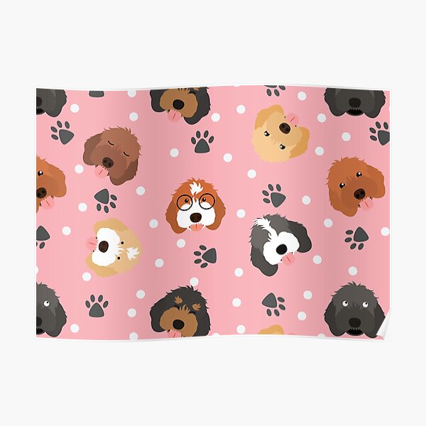 "Cute Cockapoo Cavapoo Cavoodle Dog Emoji - Pink background" Poster for ...