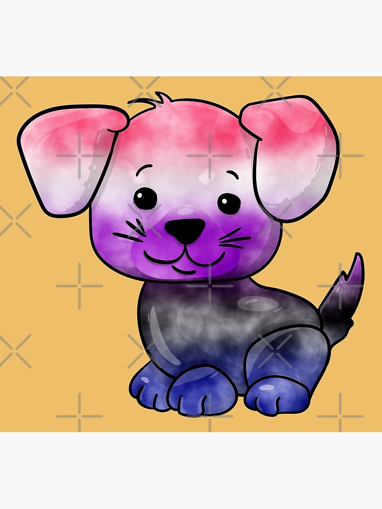 "Gender Fluid Subtle Watercolour Pride Flag Cartoon Puppy" Art Print ...