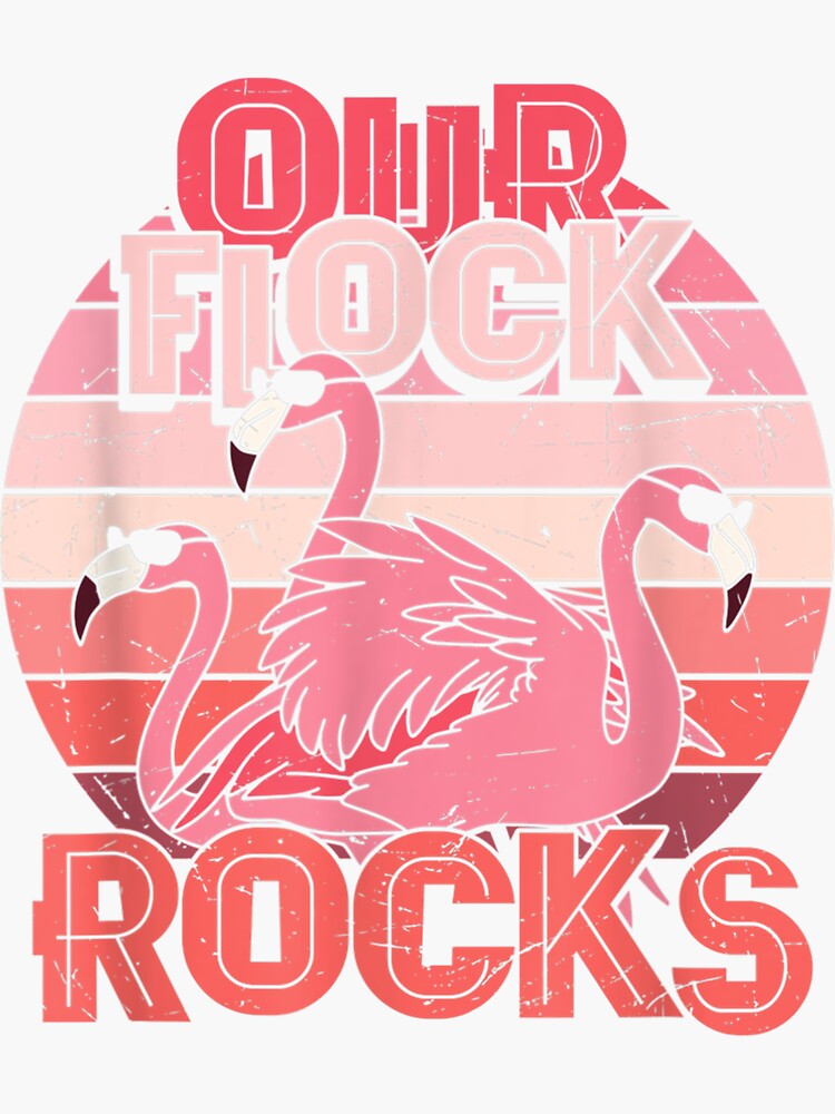 "Our Flock Rocks Flamingo Matching Family Vacation Group " Sticker for ...