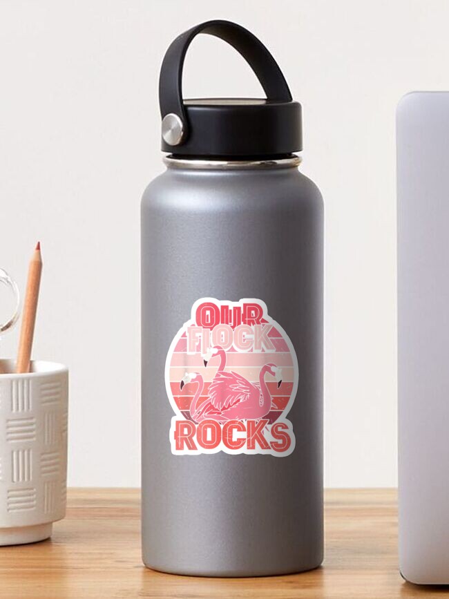 "Our Flock Rocks Flamingo Matching Family Vacation Group " Sticker for ...