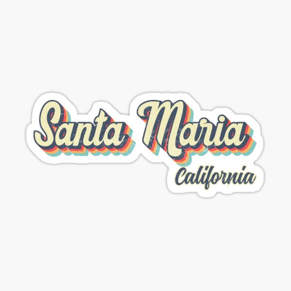 "Santa Maria City California Retro Vintage 70s rainbow" Sticker by ...