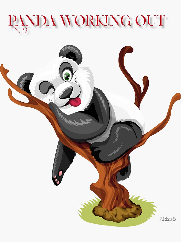 "Panda working out. " Sticker for Sale by Kidzx6 | Redbubble