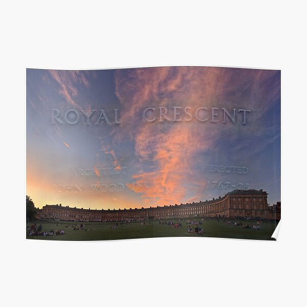 "Royal crescent sunset blended with road sign" Poster for Sale by ...