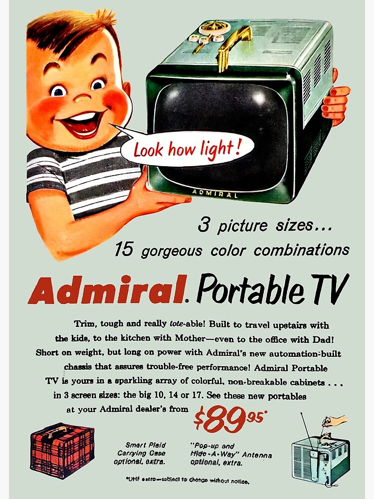 "ADMIRAL PORTABLE TV - ADVERT" Poster for Sale by ThrowbackAds | Redbubble