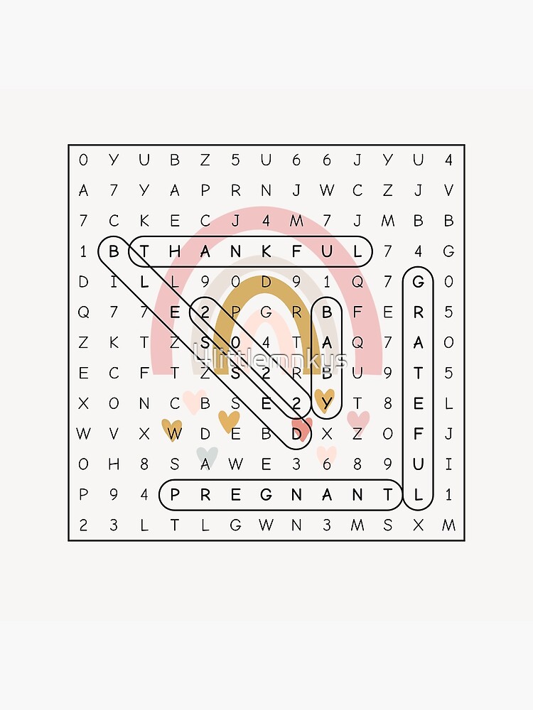 "Pregnancy Announcement Rainbow Word Search" Photographic Print for ...