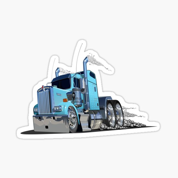 "Cartoon semi truck " Sticker for Sale by Mechanick | Redbubble