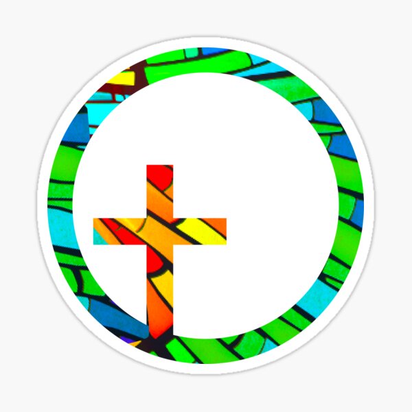 "Unitarian Off Center Stained Glass Cross" Sticker for Sale by ...