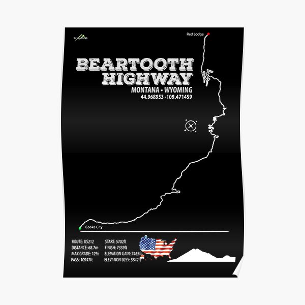 "Beartooth Highway US 212 Cyclist Motorcycle RV Route Sticker & T-Shirt ...