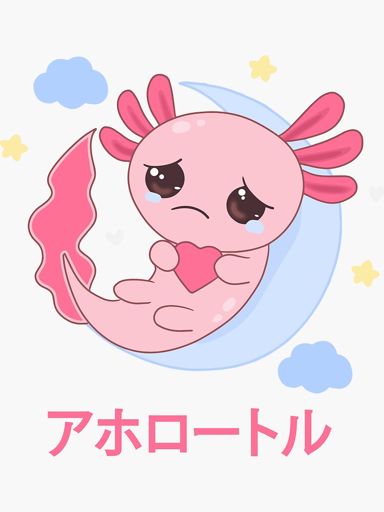 "Axolotl Shirt Kawaii Japanese Anime Aesthetic Sad Axolotl" Sticker for ...