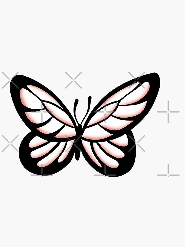 "shaded butterfly tattoo line art" Sticker for Sale by mariannamorais ...
