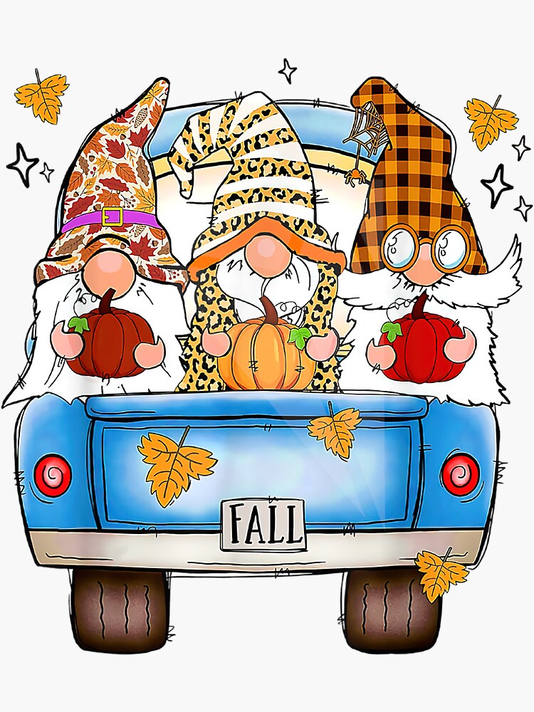 "Gnomes Truck Halloween Pumpkin Fall Leaves Thanksgiving Autumn ...
