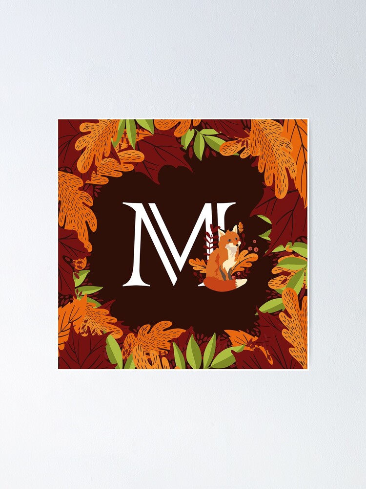 "Letter M Initial Monogram Autumn Fall Fox" Poster for Sale by ...