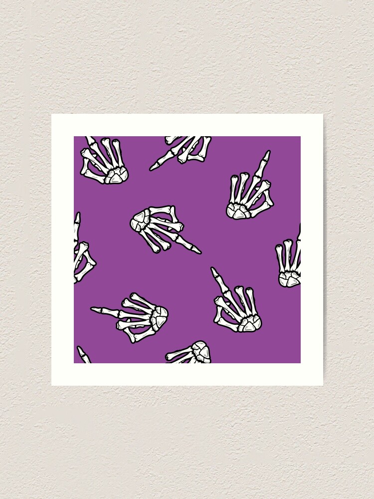 "Purple Skeleton Hand Middle Finger " Art Print for Sale by ...