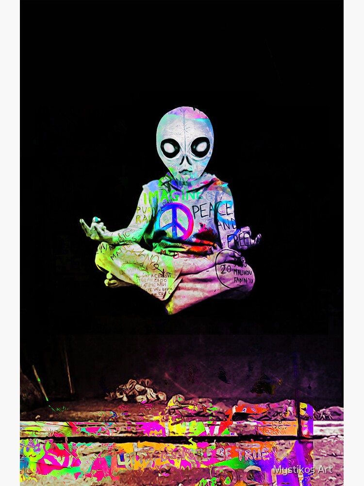 "Zen Alien Graffiti Street Art" Sticker for Sale by Mystikosart | Redbubble