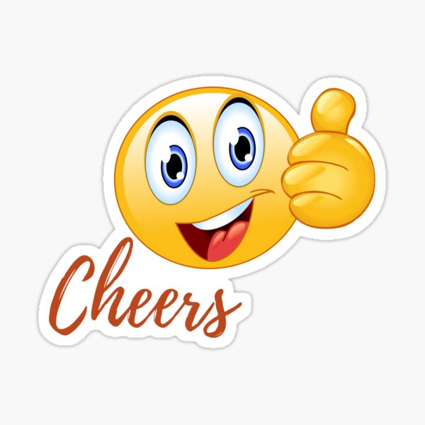 "Cheers thumbs up face emoji" Sticker for Sale by motivationdripp ...