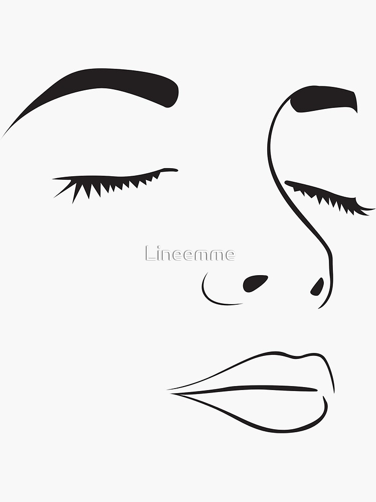"Female Face Outline" Sticker for Sale by Lineemme | Redbubble