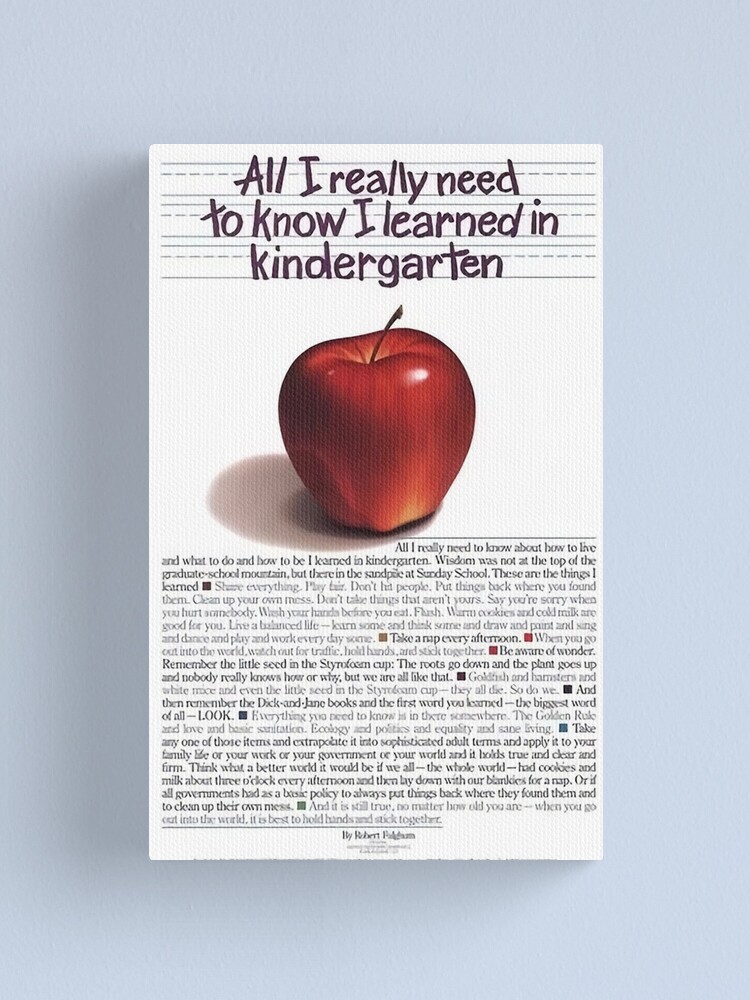 "Everything All I Really Need To Know I Learned In Kindergarten" Canvas ...