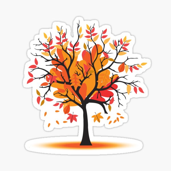 "Fall foliage autumnal tree golden season design" Sticker for Sale by ...
