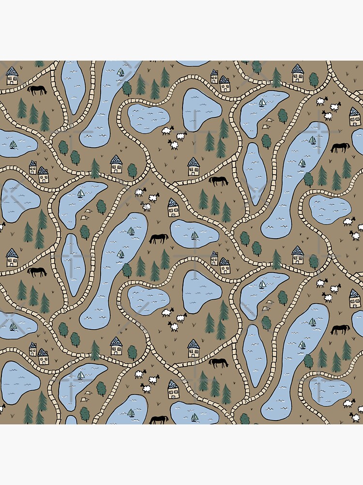 "Peaceful Map with Lakes" Sticker for Sale by Rosemaryart | Redbubble