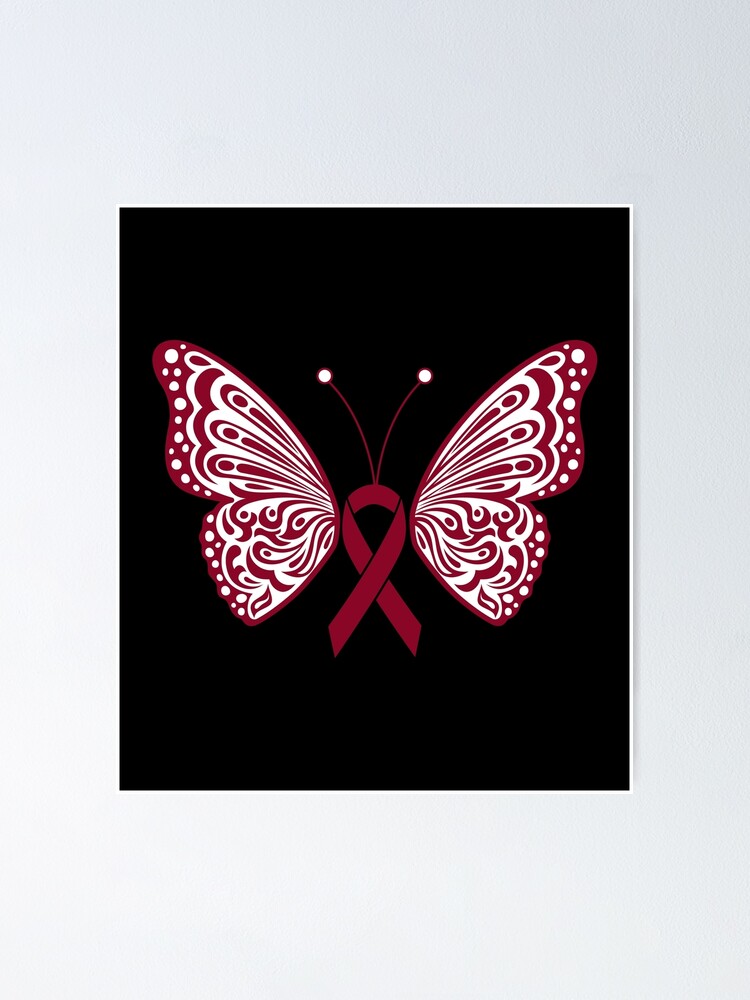 "Multiple Myeloma Burgundy Ribbon Butterfly Wings Tattoo" Poster for ...