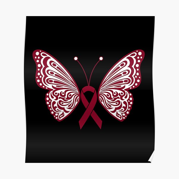 "Multiple Myeloma Burgundy Ribbon Butterfly Wings Tattoo" Poster for ...