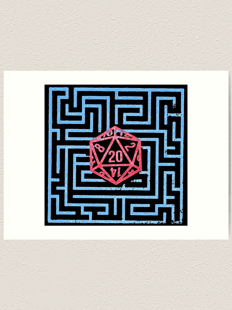 "Hand Stamped Old School d20 and Maze Dungeon" Art Print for Sale by ...