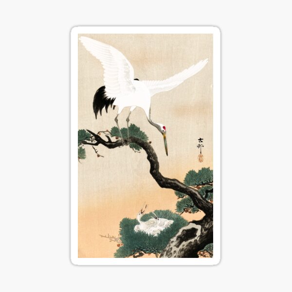 "Vintage Japanese Crane Bird " Sticker for Sale by coolwriter123 ...