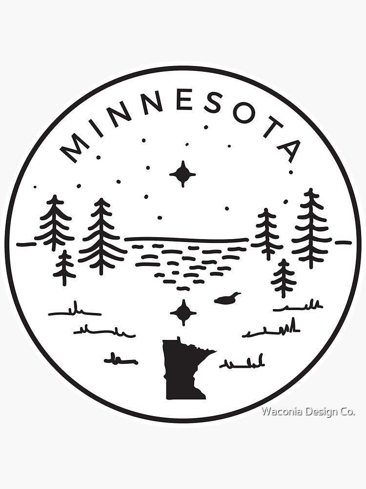 "Minnesota Badge — North Star (Black/White)" Sticker for Sale by ...