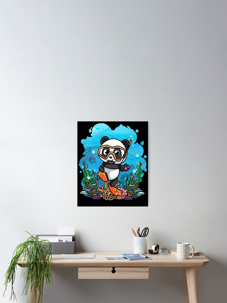 "Deep Sea Scuba Panda Diver Gift" Poster for Sale by woormle | Redbubble