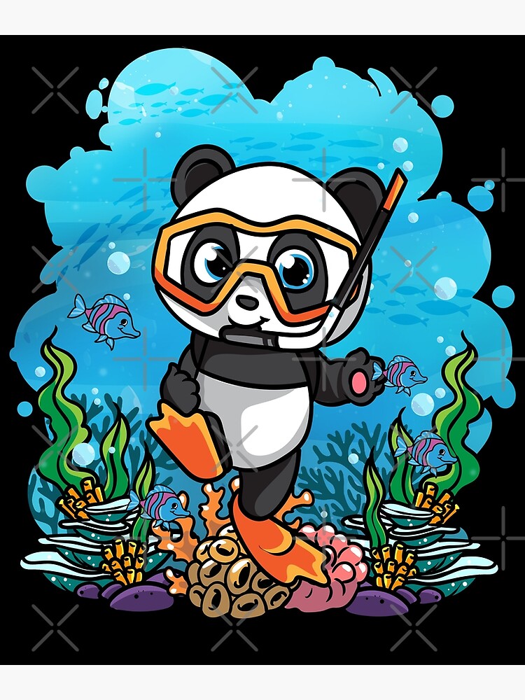 "Deep Sea Scuba Panda Diver Gift" Poster for Sale by woormle | Redbubble
