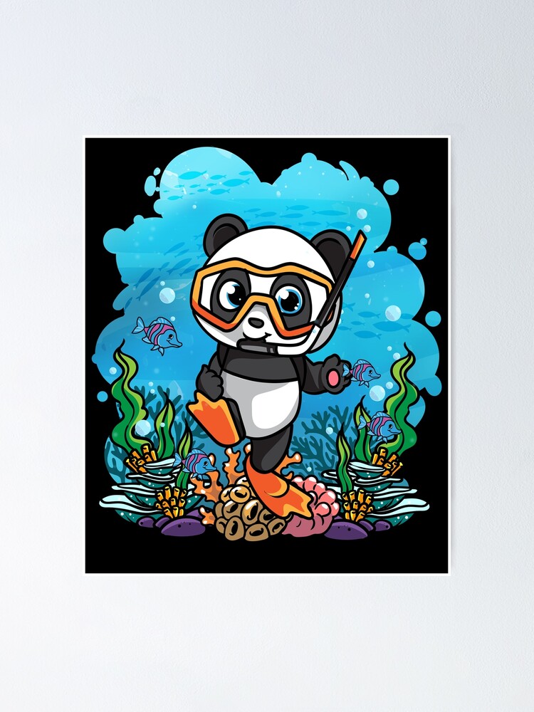 "Deep Sea Scuba Panda Diver Gift" Poster for Sale by woormle | Redbubble