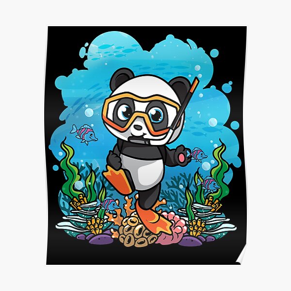 "Deep Sea Scuba Panda Diver Gift" Poster by woormle | Redbubble