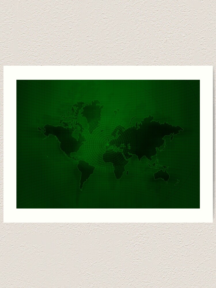 "Matrix Dark Neon Green World Map" Art Print by podartist | Redbubble