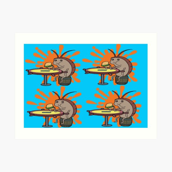 "Cockroach eating a hamburger from the Krusty Krab." Art Print for Sale ...