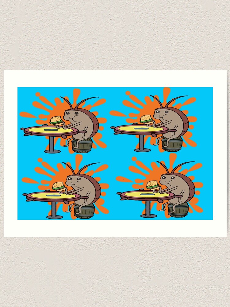 "Cockroach eating a hamburger from the Krusty Krab." Art Print for Sale ...