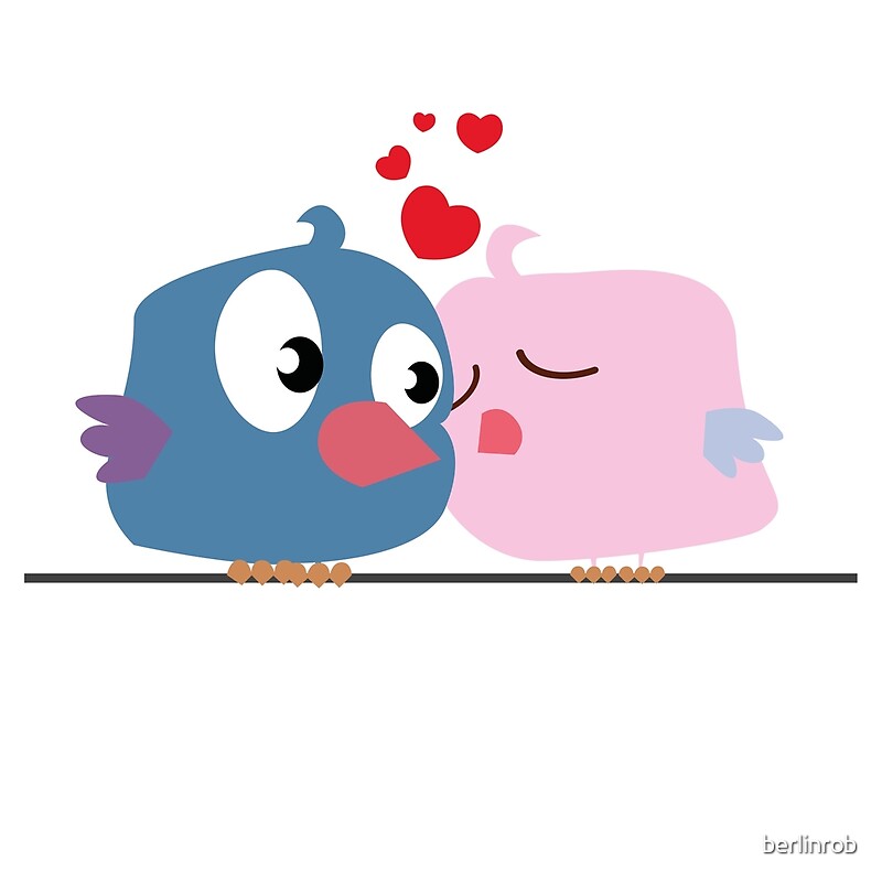"Two cartoon birds kissing" by berlinrob | Redbubble