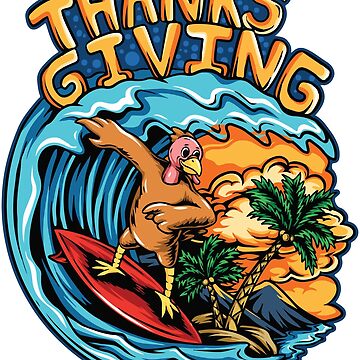 "Turkey Thanksgiving Surfing Wave" Sticker for Sale by HumbleShirt ...