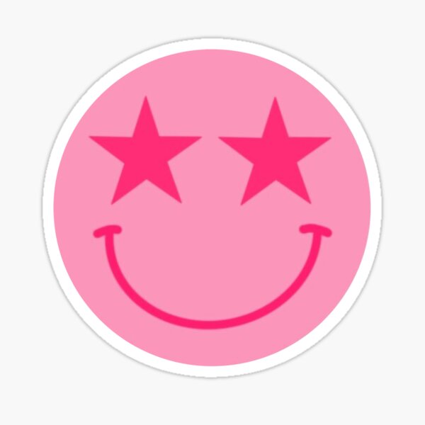 "Pink Preppy Smiley Face" Sticker by brookiecookie37 | Redbubble