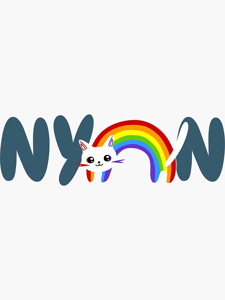 "Nyan! Cute Japanese Rainbow Nyan Cat Sticker" Sticker for Sale by ...