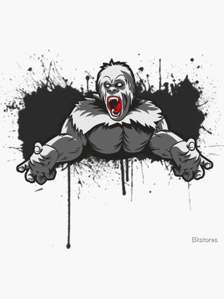 "Angry ape splash digital artwork" Sticker for Sale by Bkstores | Redbubble